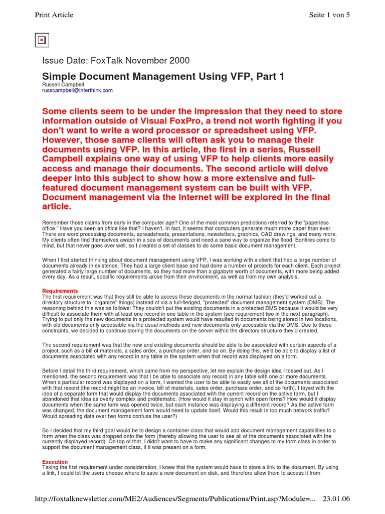 VFP Document Management Basics | PDF | Computer File | Software