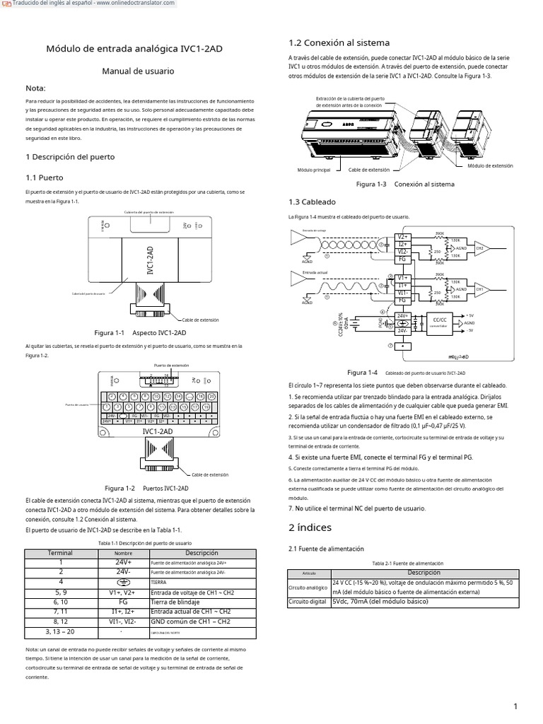 Manual Módulo Entrada Analógica IVC1-2AD | PDF | Fuente de alimentación ...