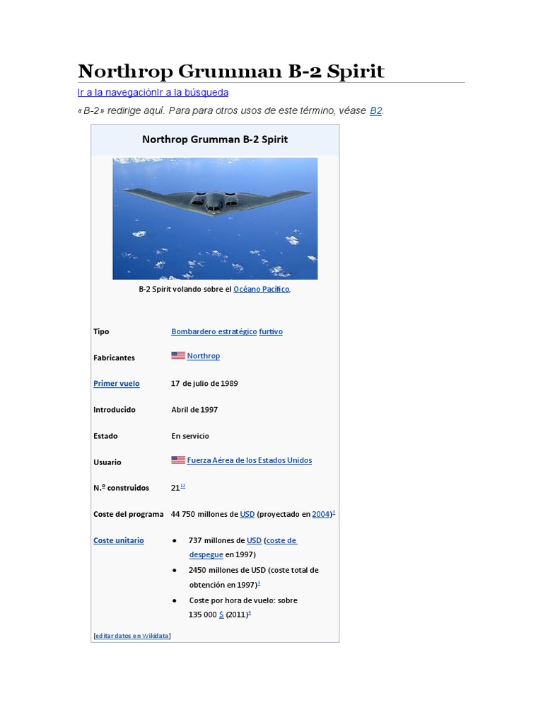 Northrop Grumman B-2 Spirit | PDF | Aviación militar | Aviación