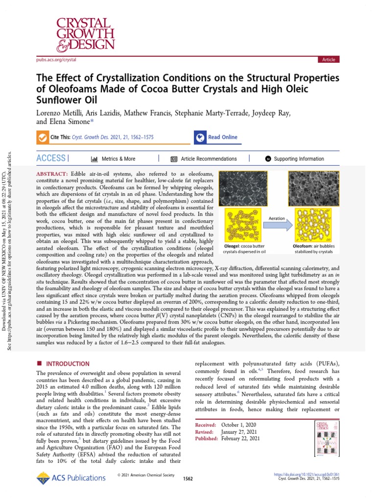 The Effect of Crystallization Conditions On The Structural Properties ...