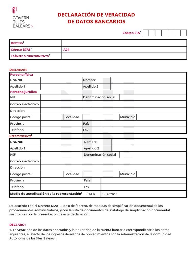 Declaración Veracidad Datos Bancarios PDF | PDF | Privacidad de la ...
