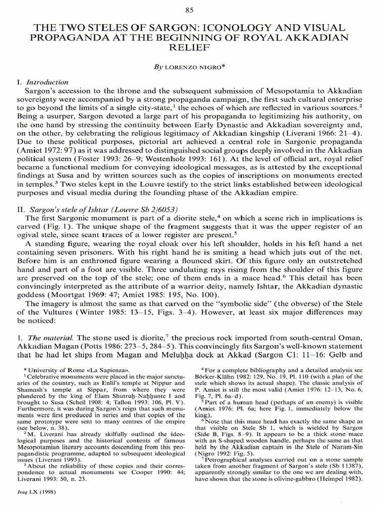 The Two Steles of Sargon Iconology and V | PDF