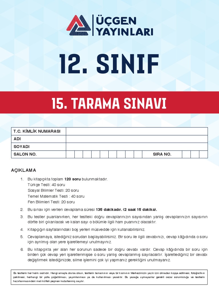 12. snf 15. Tarama (TYT) | PDF