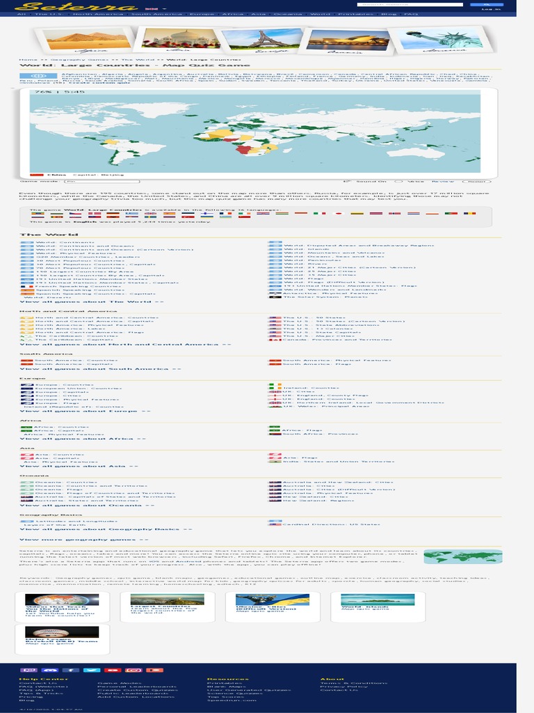 World Large Countries - Map Quiz Game | PDF | Americas | Africa