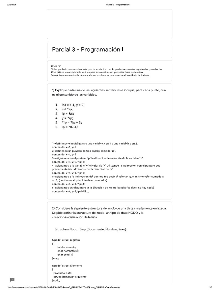 Parcial 3 - Programación I 1 | PDF