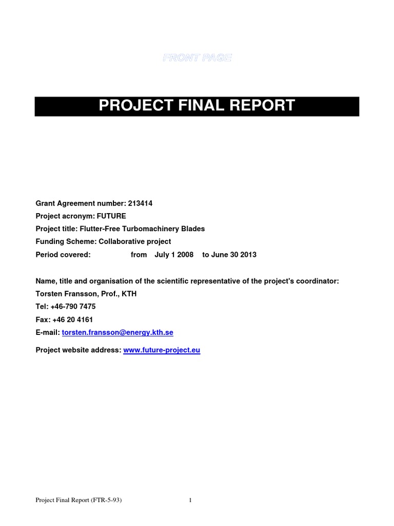 Flutter-Free Turbomachinery Project Report | PDF | Airfoil | Turbine