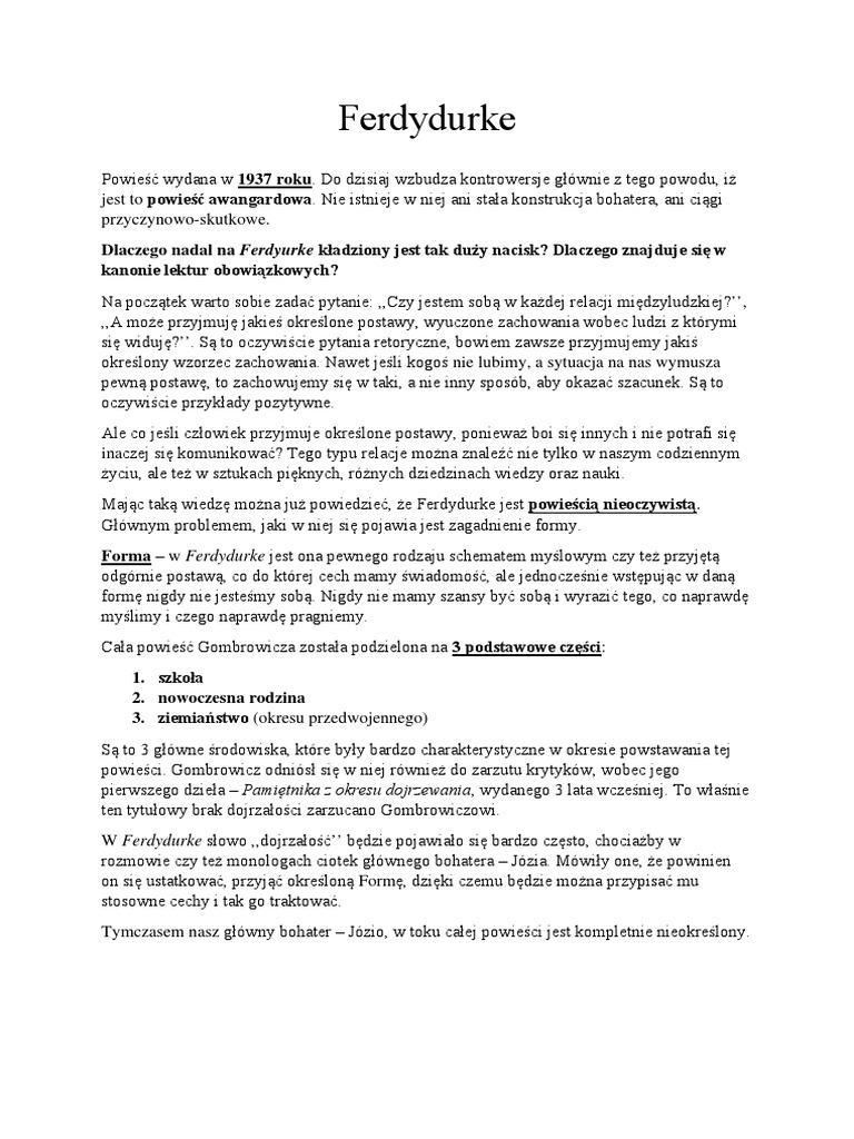 Ferdydurke 1 PDF | PDF