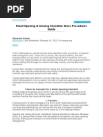 Retail Store Manager Daily Checklist | PDF | Finance & Money Management