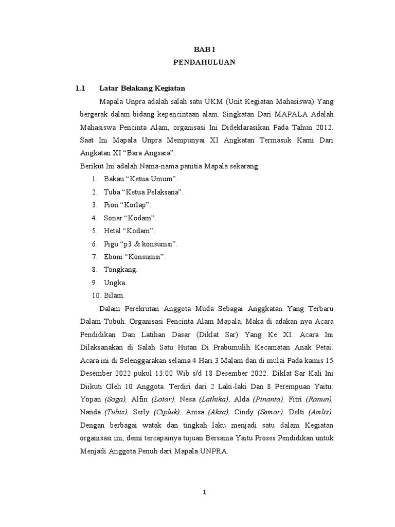 LAPORAN BAB 1,2,3 MAPALA G | PDF