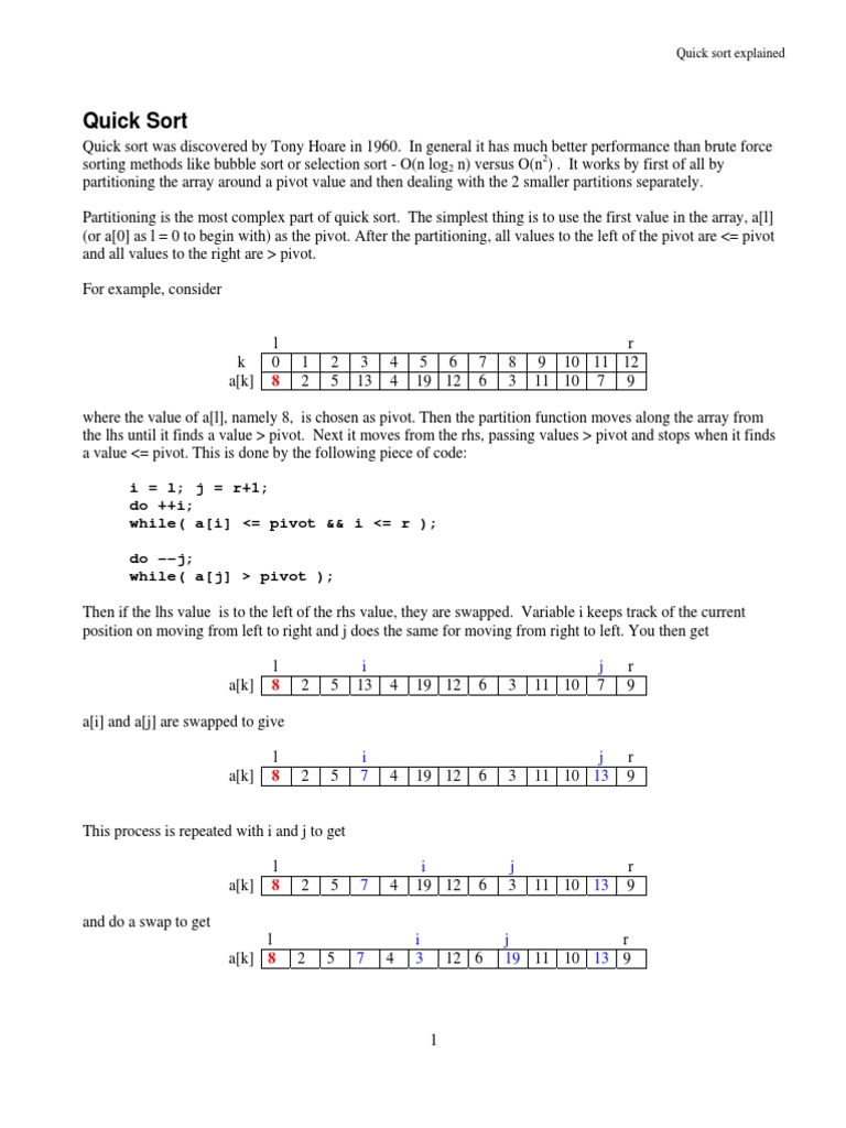 Quick Sort Explanation | PDF