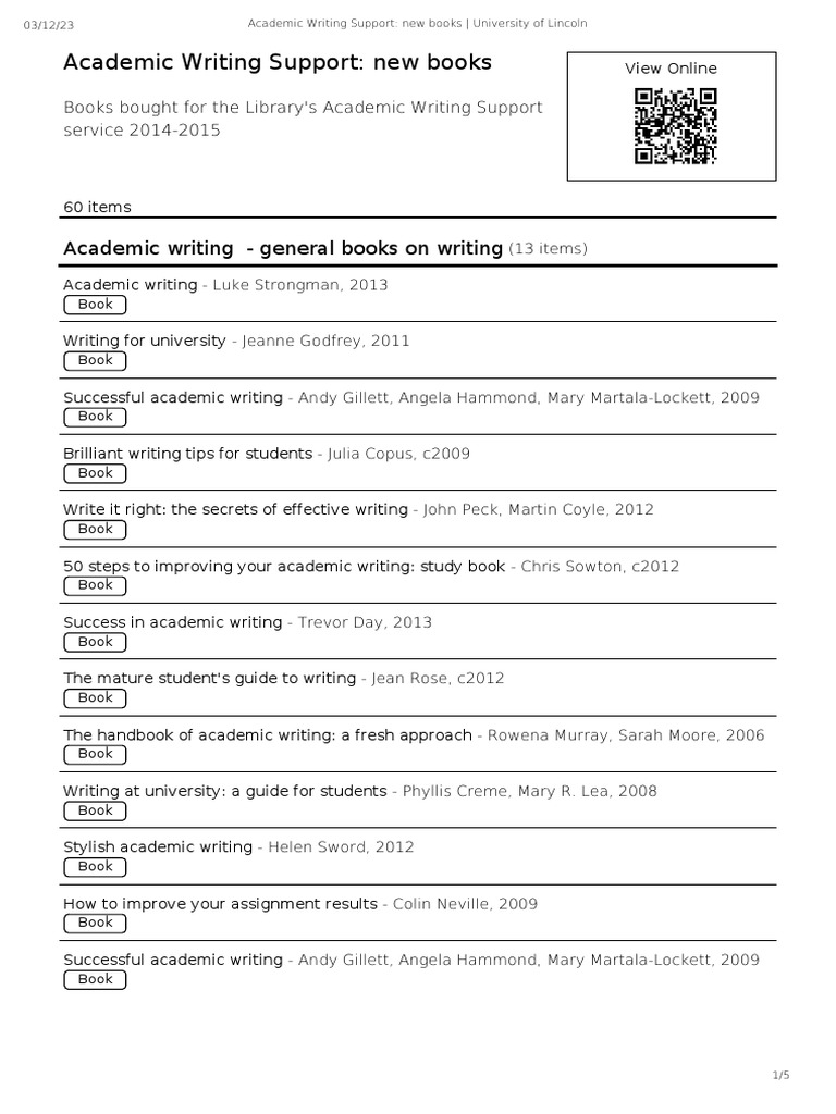 New Academic Writing Books List | PDF | Cognition | Communication