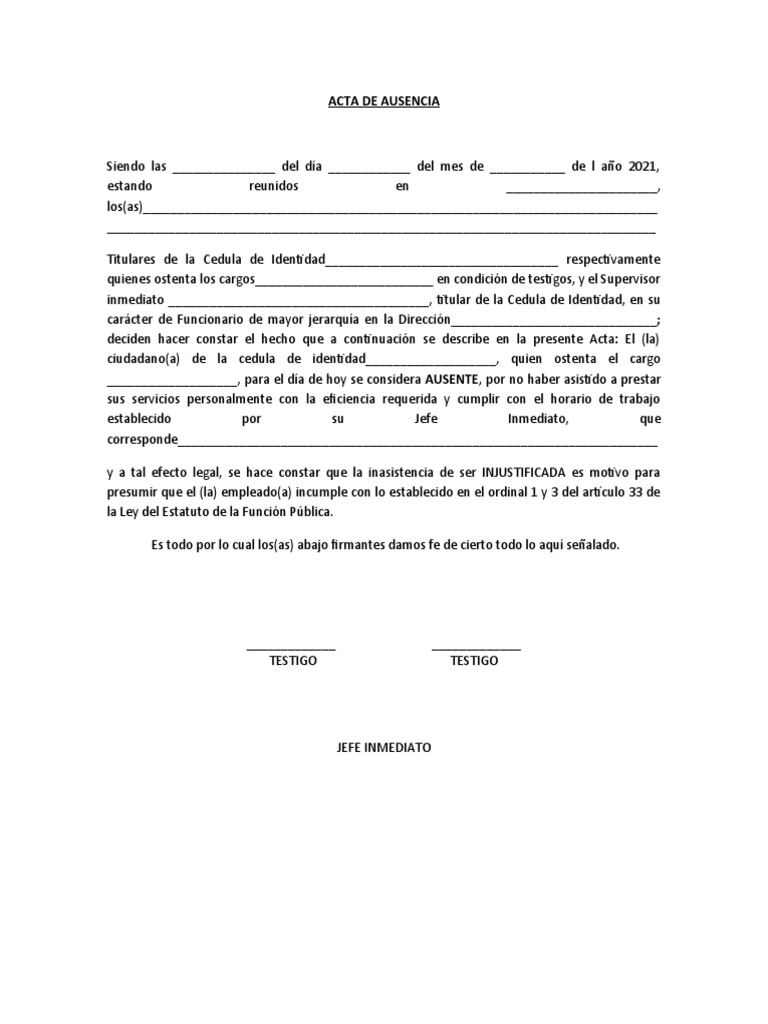 Acta de Ausencia | PDF