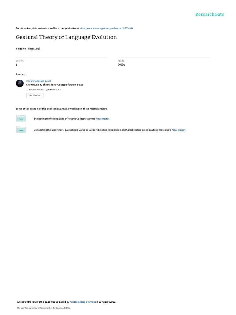 Gestural Theory | PDF | Origin Of Language | Gesture