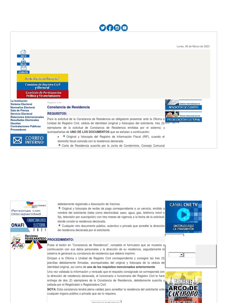 Cne Carta de Residencia | PDF | Gobierno