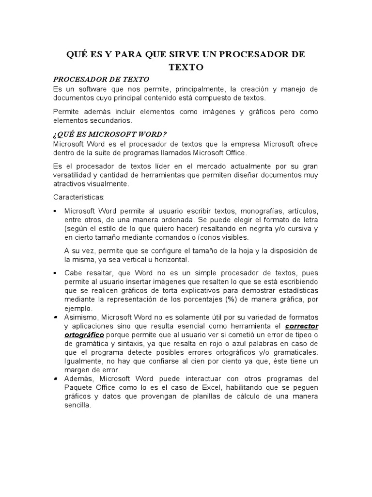 Qué Es y para Que Sirve Un Procesador de Texto | PDF