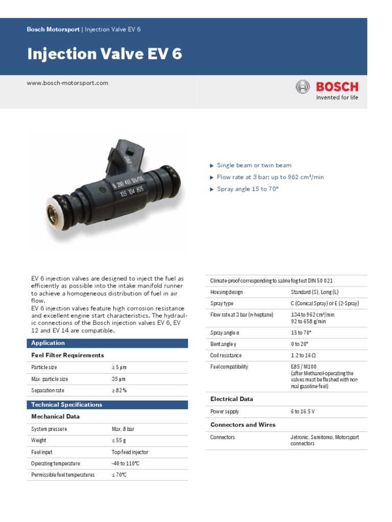 Bosch EV6 3868 - 7626 | PDF | Fuel Injection | Valve