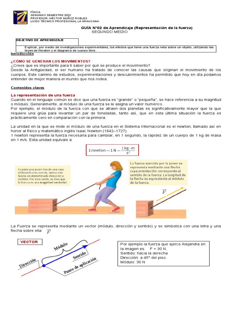 Guía N°02. Fuerza (Representación de La Fuerza) | Descargar gratis PDF | Fuerza | Vector Euclidiano