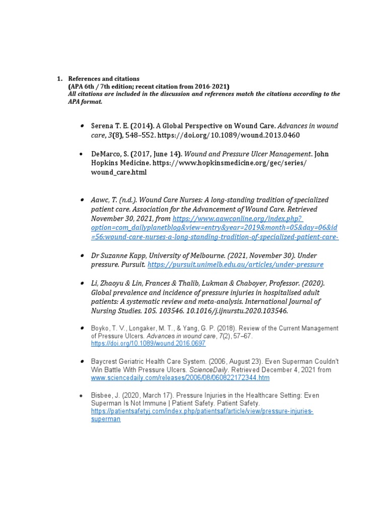 References and Citations | PDF | Wound | Health Care