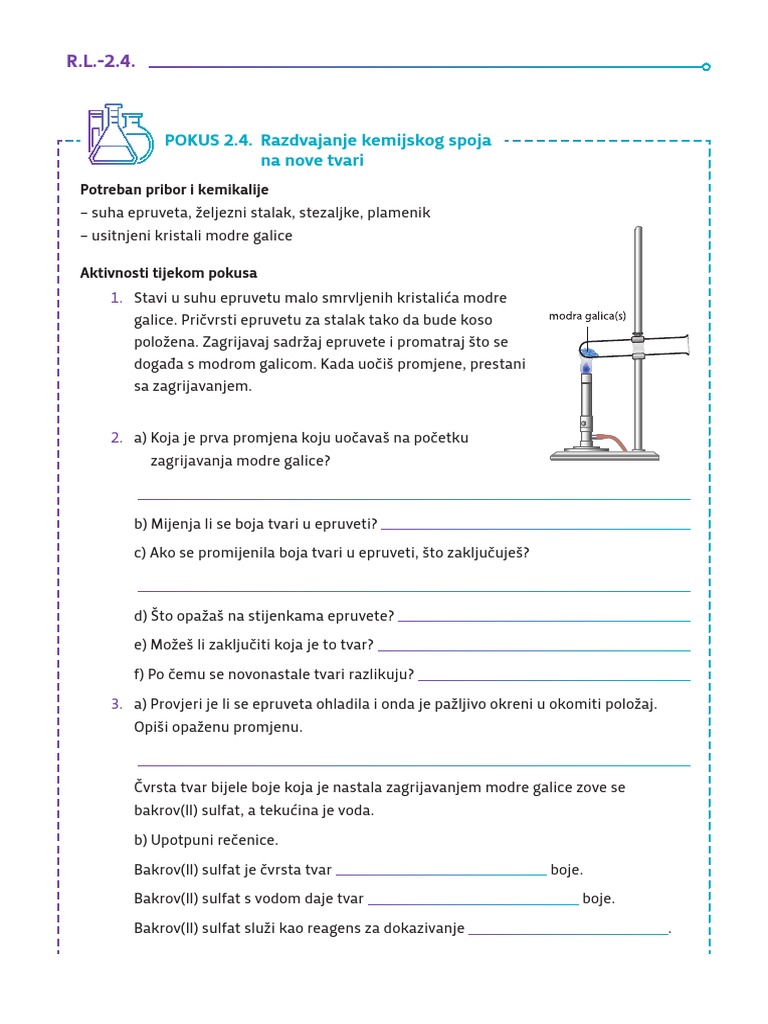 rl-2 4 Razdvajanje Kemijskog Spoja Na Nove Tvari | PDF