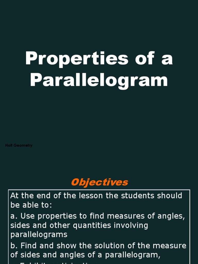 G9 Math Q3-Week 1 - Properties of Parallelogram - Students' | PDF | Geometry | Elementary ...