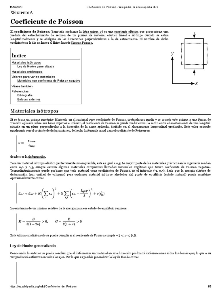 Coeficiente de Poisson | PDF | Elasticidad (Física) | Mecánica de ...