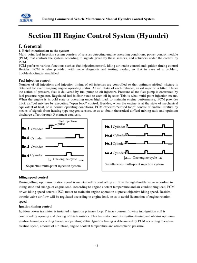 Engine Control System (Hyundri) | PDF | Throttle | Ignition System