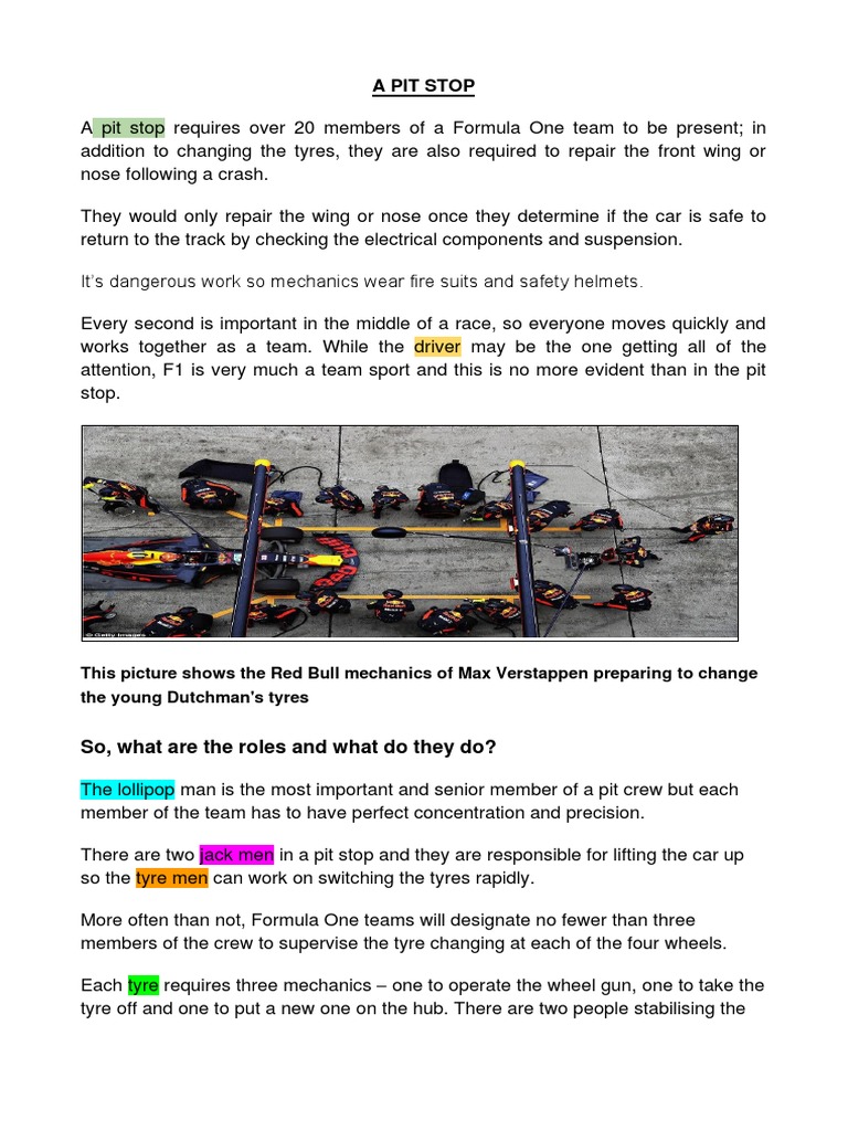 A PIT STOP (Class 5) | Download Free PDF | Formula One | Formula One ...