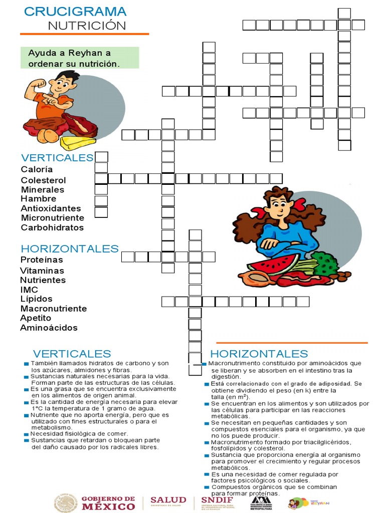 Crucigrama de Nutrición y Nutrientes | PDF | Salud y bienestar