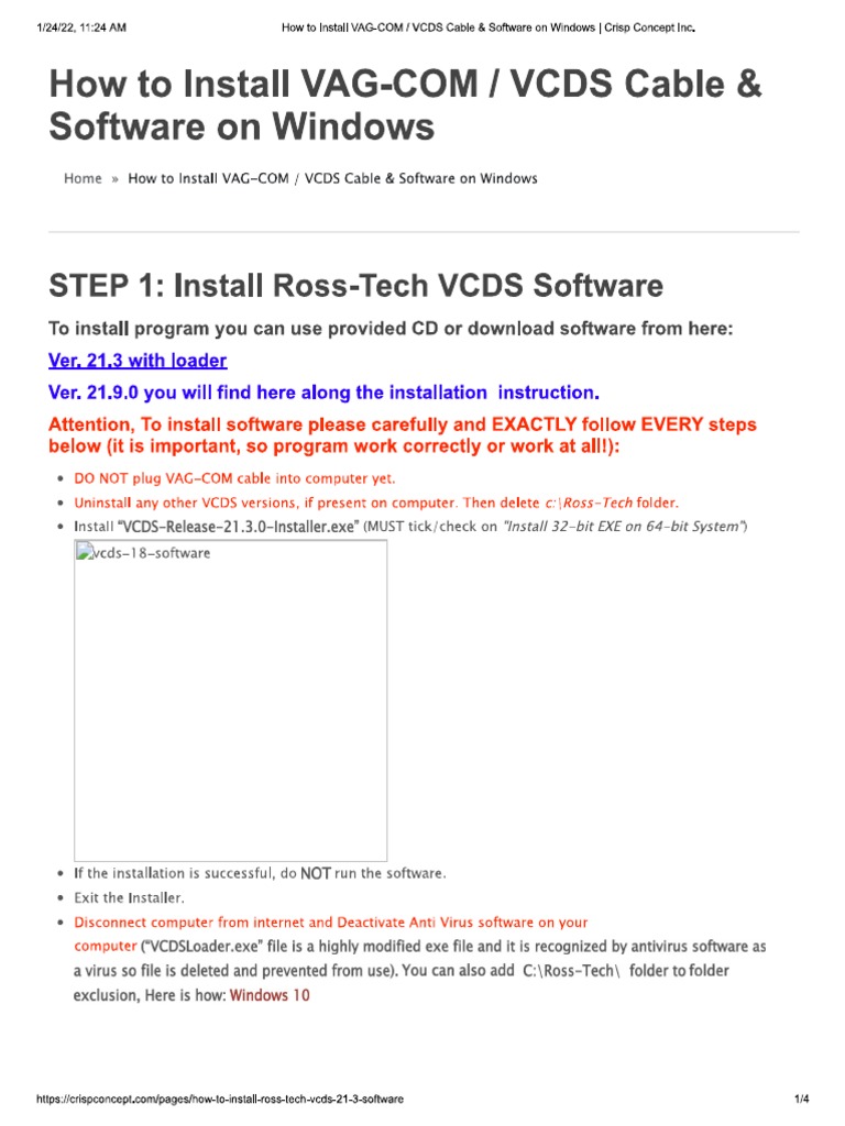 How To Install VAG-COM - VCDS Cable & Software On Windows - Crisp ...