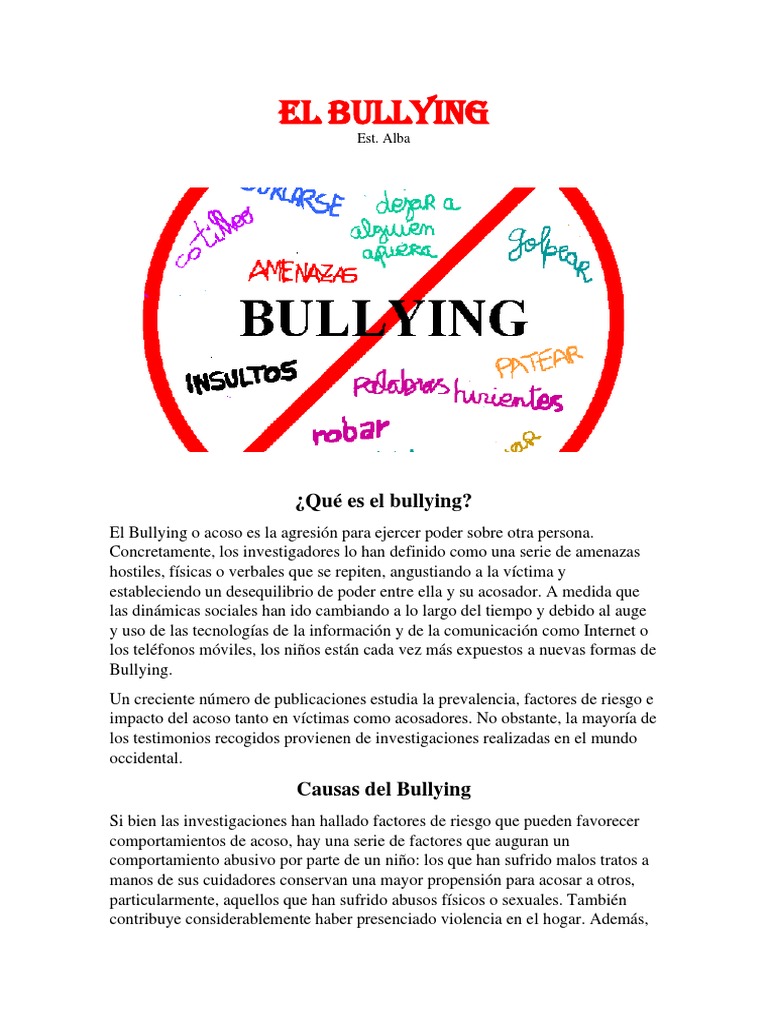 Texto Expositivo Sobre El Bullying | PDF | Violencia | Adultos