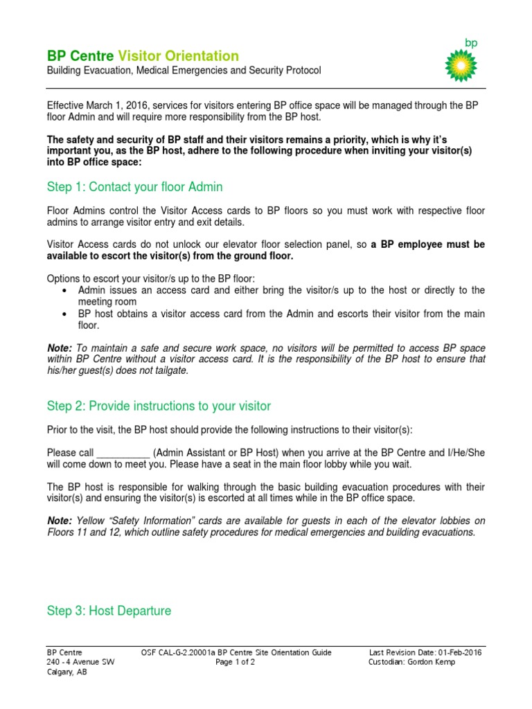 BP Centre Visitor Orientation PDF | PDF | Elevator