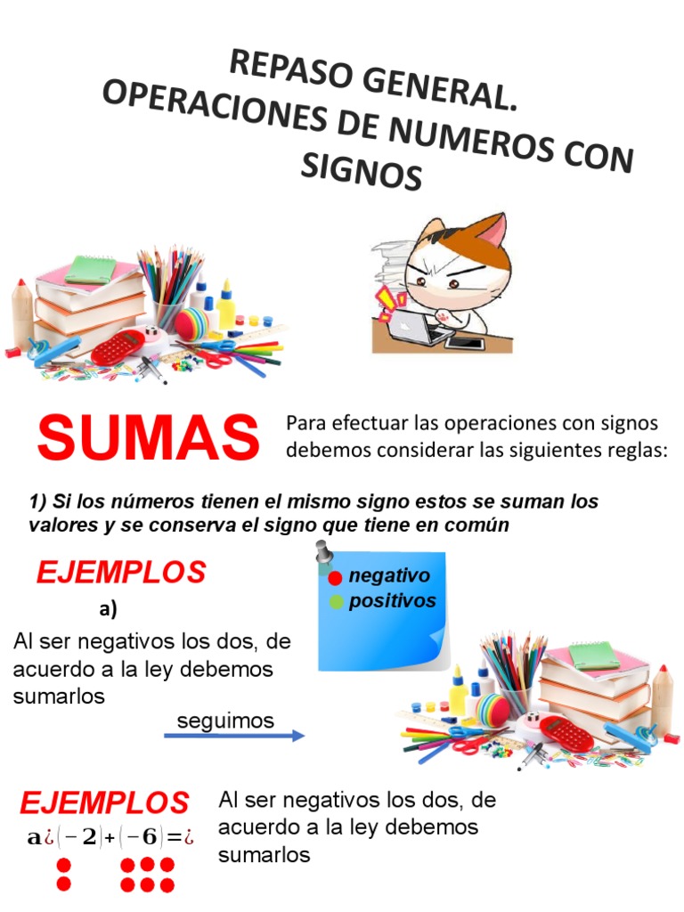 Sumas y Restas con Signos: Reglas y Ejemplos | PDF