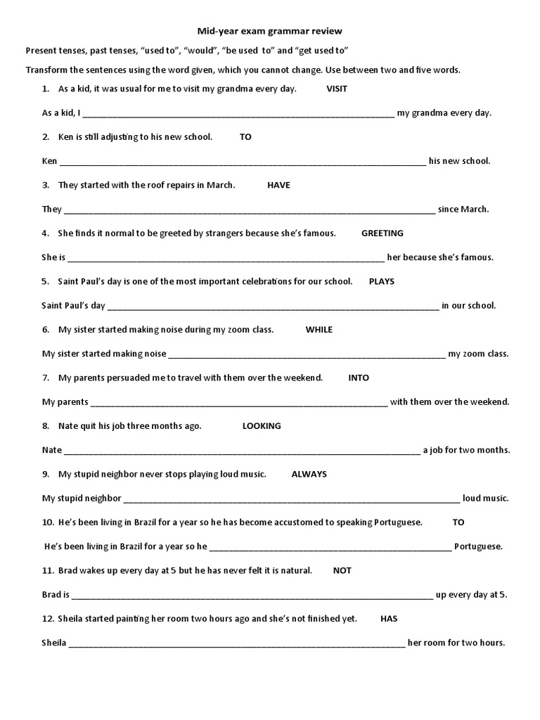 A Comprehensive Review of Grammar Concepts Including Present and Past ...