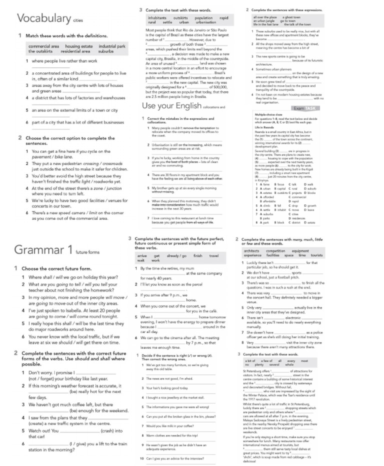 Vocabulary and Grammar Practice Unit 4 | PDF