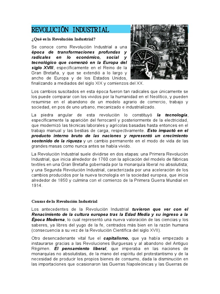 Revolucion Industrial - Resumen | PDF | Revolución industrial | Agricultura