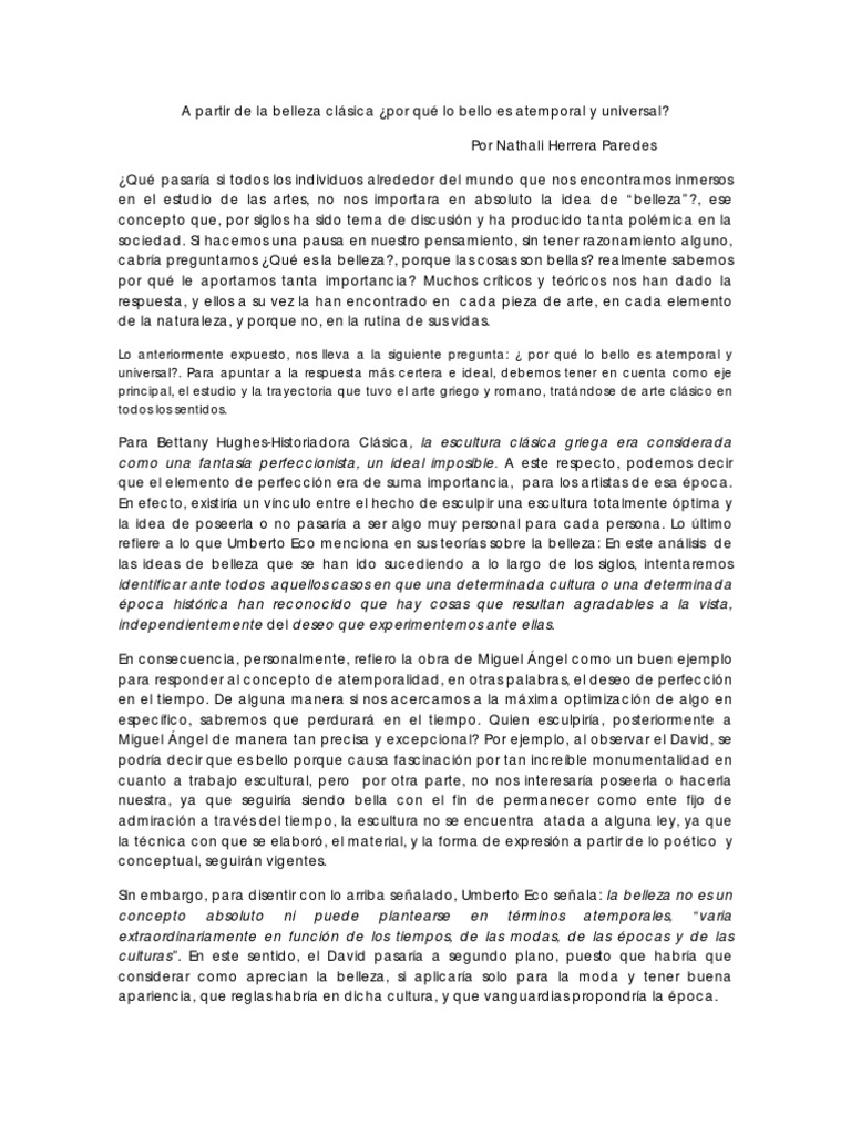 Articulo A Partir de La Belleza Clásica | PDF | Belleza