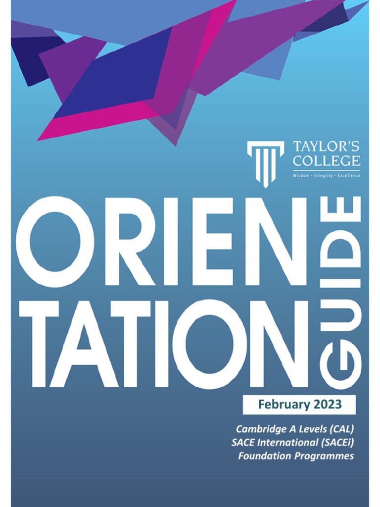 Taylors College Orientation Guide Cal Sacei Foundation v110123 PDF | PDF