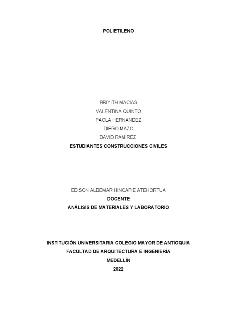 Polietileno Pdf Polímeros Polietileno