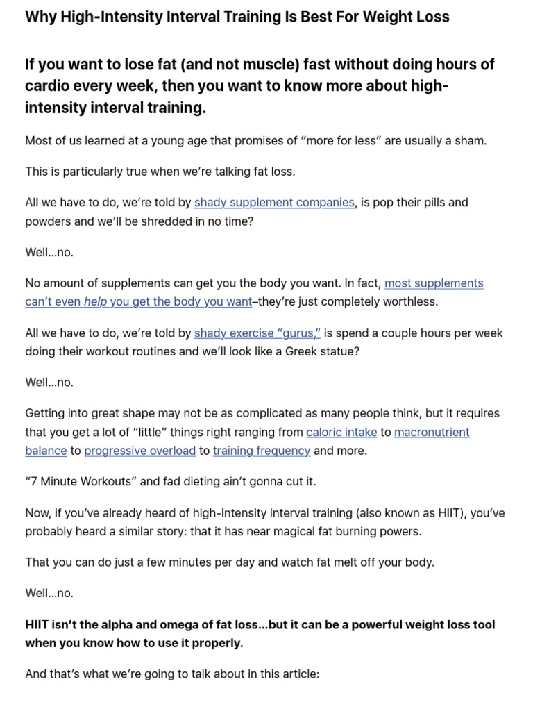 HIIT: The Key to Fast Fat Loss | PDF | High Intensity Interval Training ...