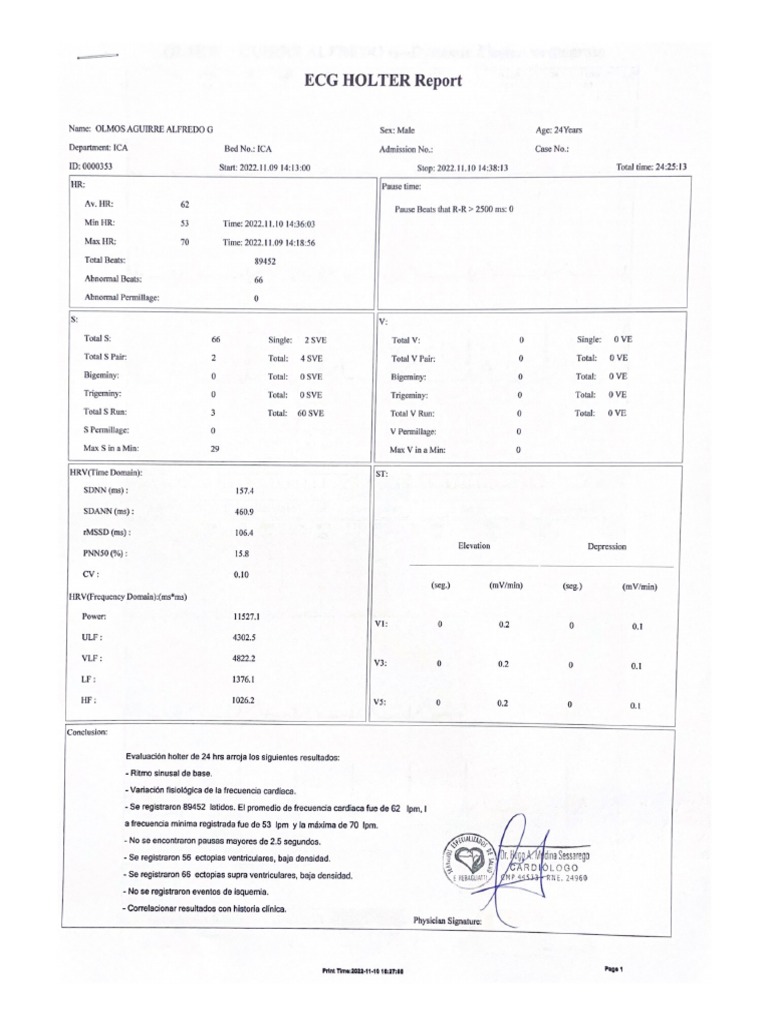 ECG HOLTER Report | PDF ECG HOLTER Report | PDF
