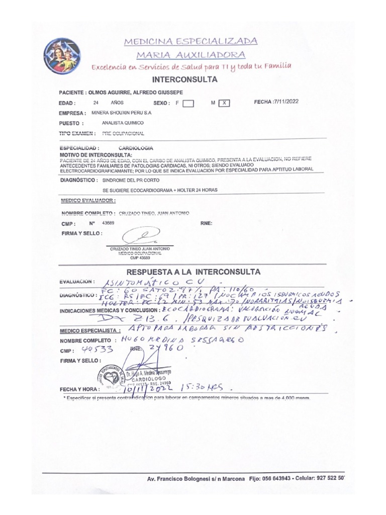 RESPUESTA INTERCONSULTA | PDF