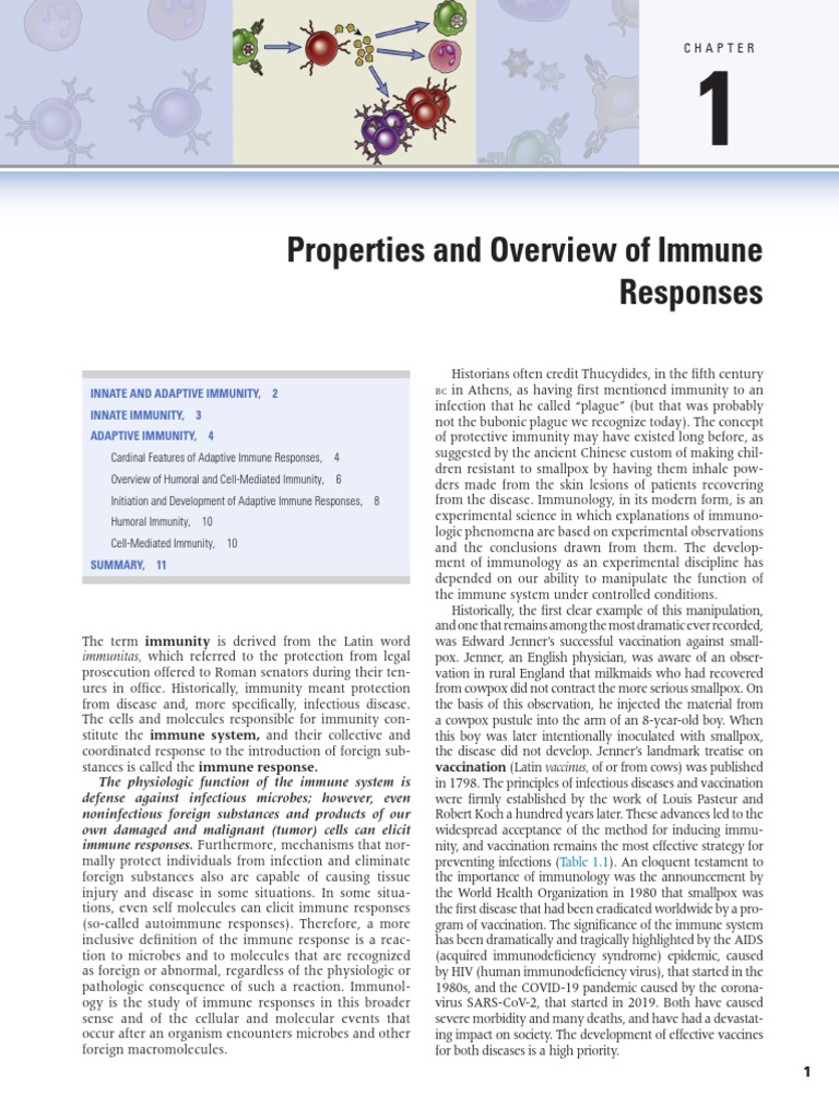 Properties and Overview of Immune Responses: Innate and Adaptive ...