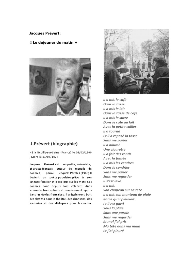 Biographie et poème de Jacques Prévert | PDF