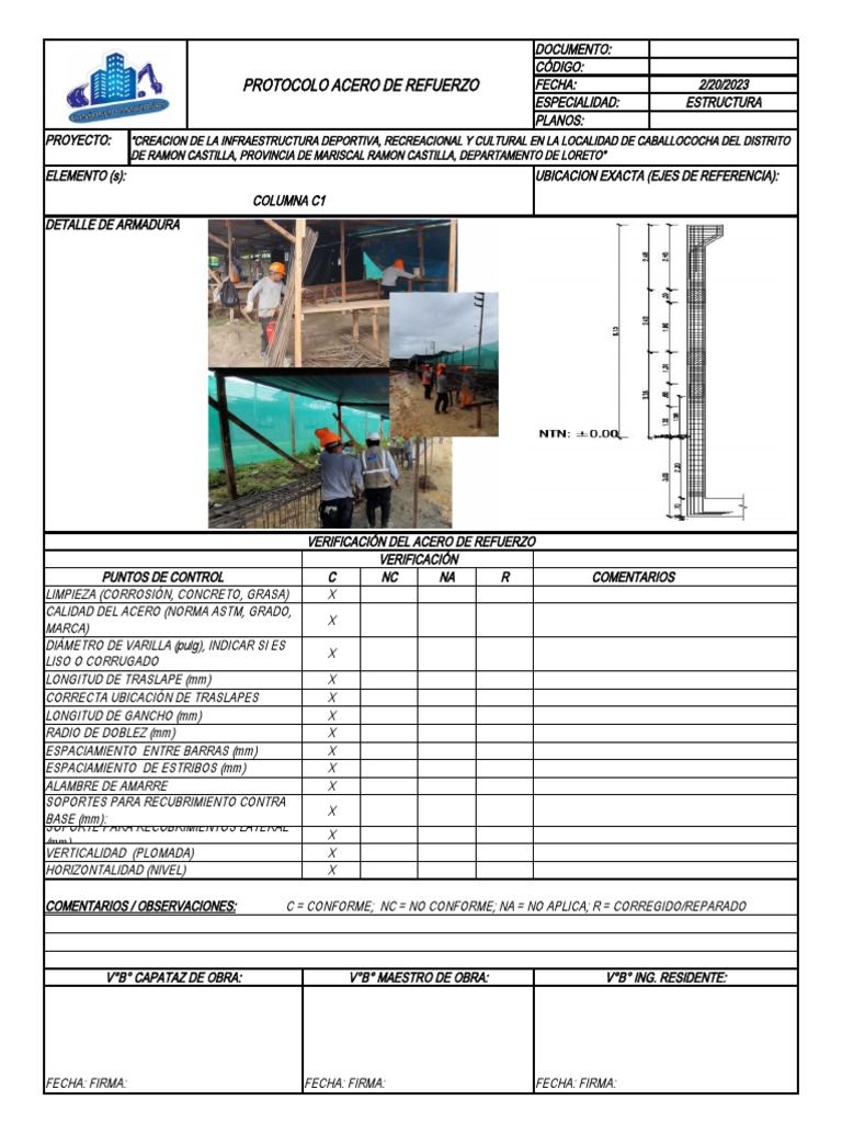Protocolo de Acero de Refuerzo | PDF | Acero | Ingeniero civil
