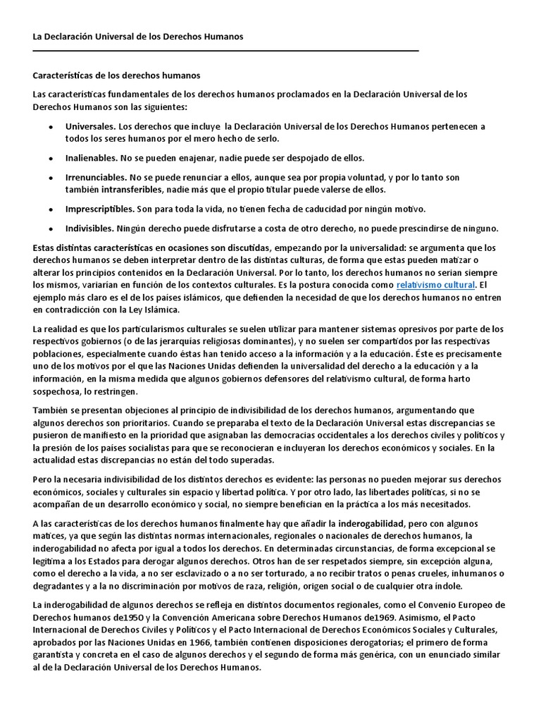 La Declaración Universal de los Derechos Humanos | PDF | Derechos ...