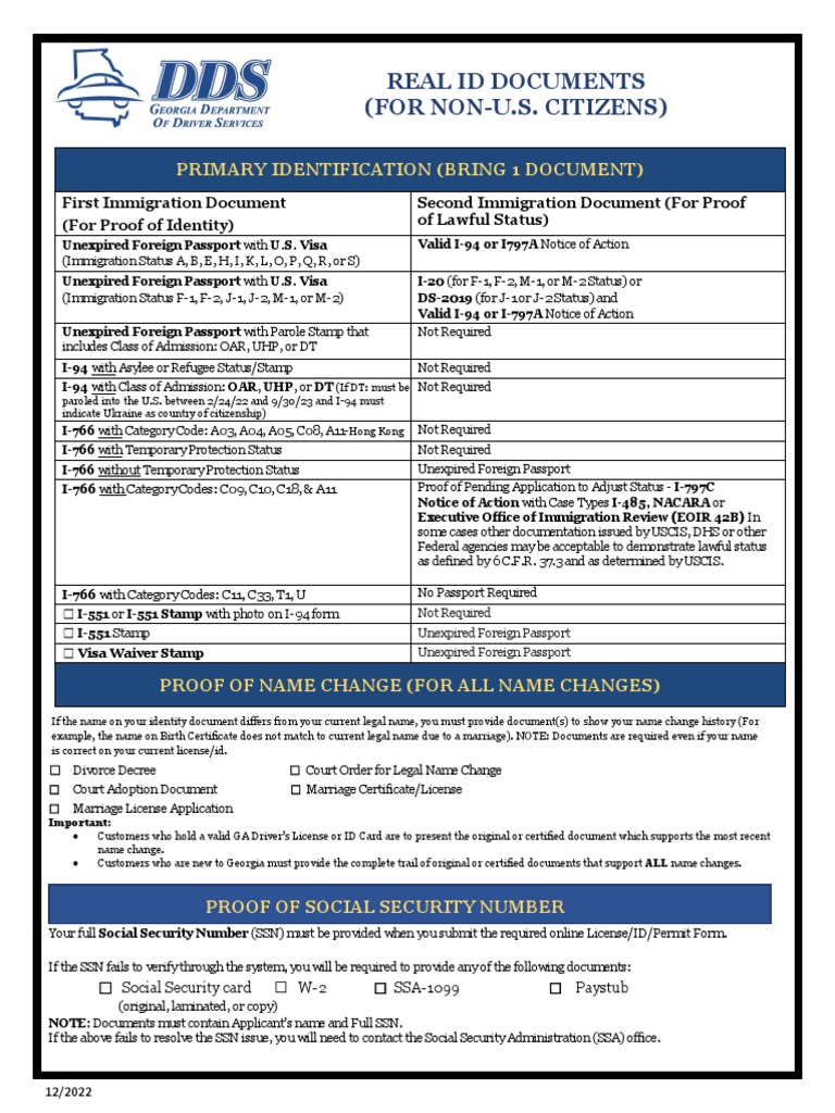 REAL ID Docs for Non-U.S. Citizens | PDF | Identity Document | Social ...