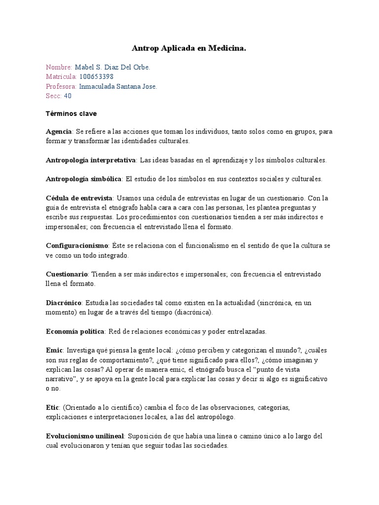 Antrop Aplicada en Medicina Tarea 3.1 Realizar La Actividad de La ...