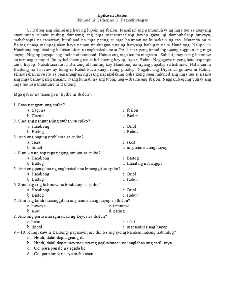 Epiko Ni Ibalon | PDF