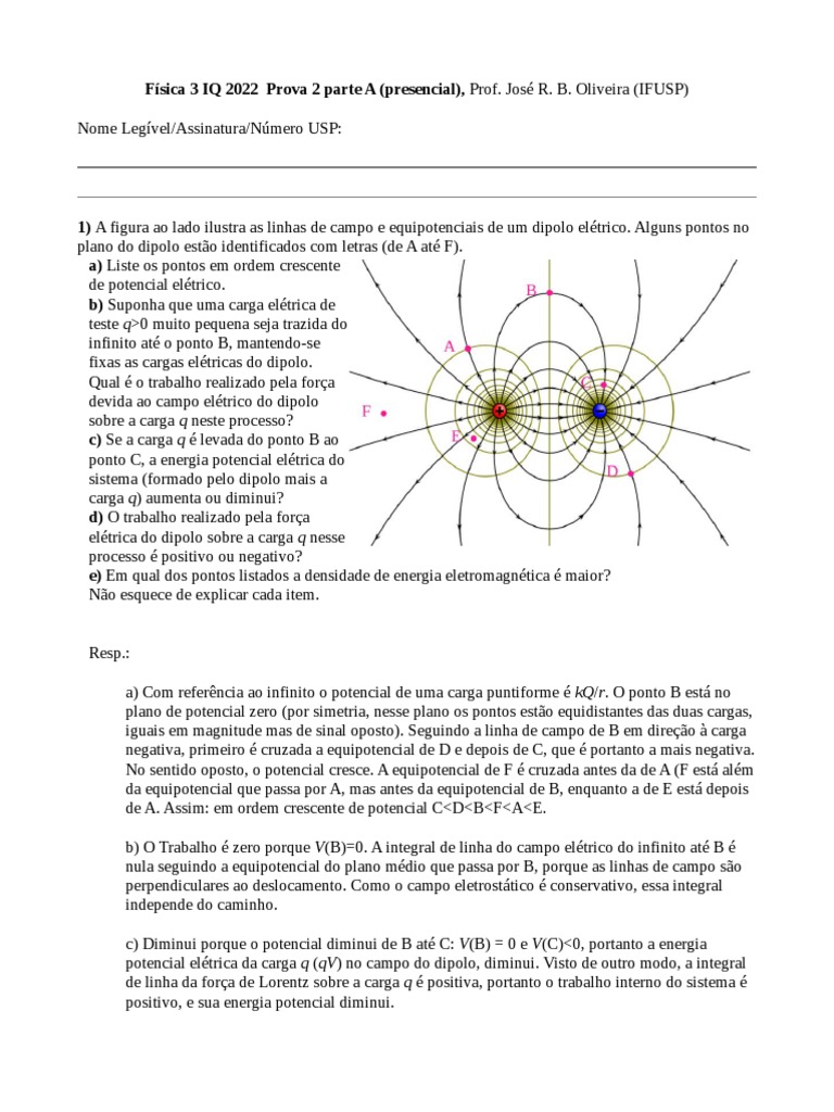 P2 AGab | PDF | Campo elétrico | Eletricidade
