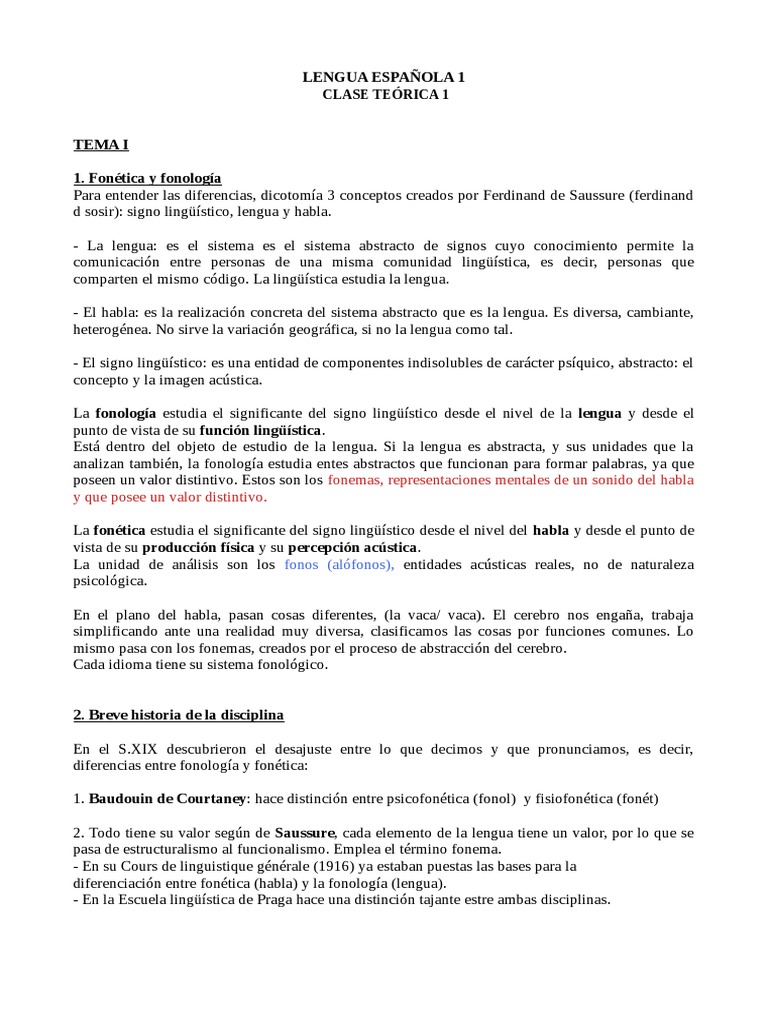 Tema 1.odt | PDF | Fonema | Fonética